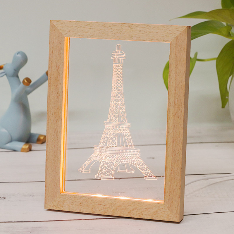 Wholesale wooden LED custom design photo frame