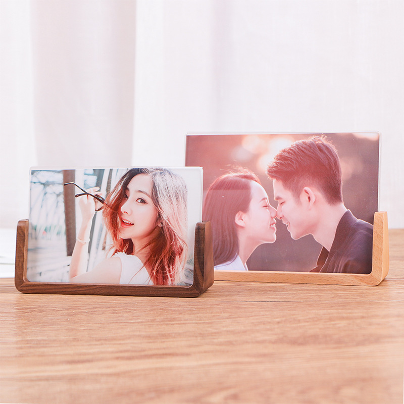 European solid wood U-shaped acrylic photo frame