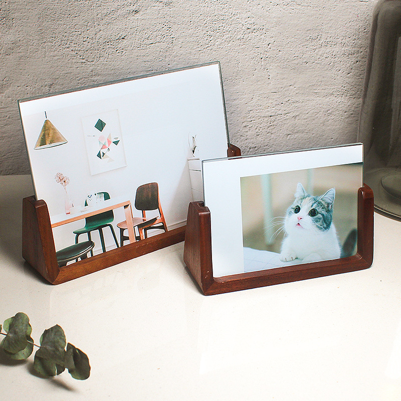 U-shaped wooden bottom frame acrylic photo frame