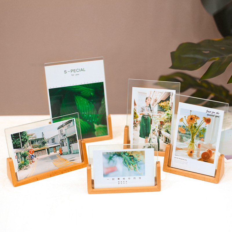 U-shaped wooden bottom frame acrylic photo frame