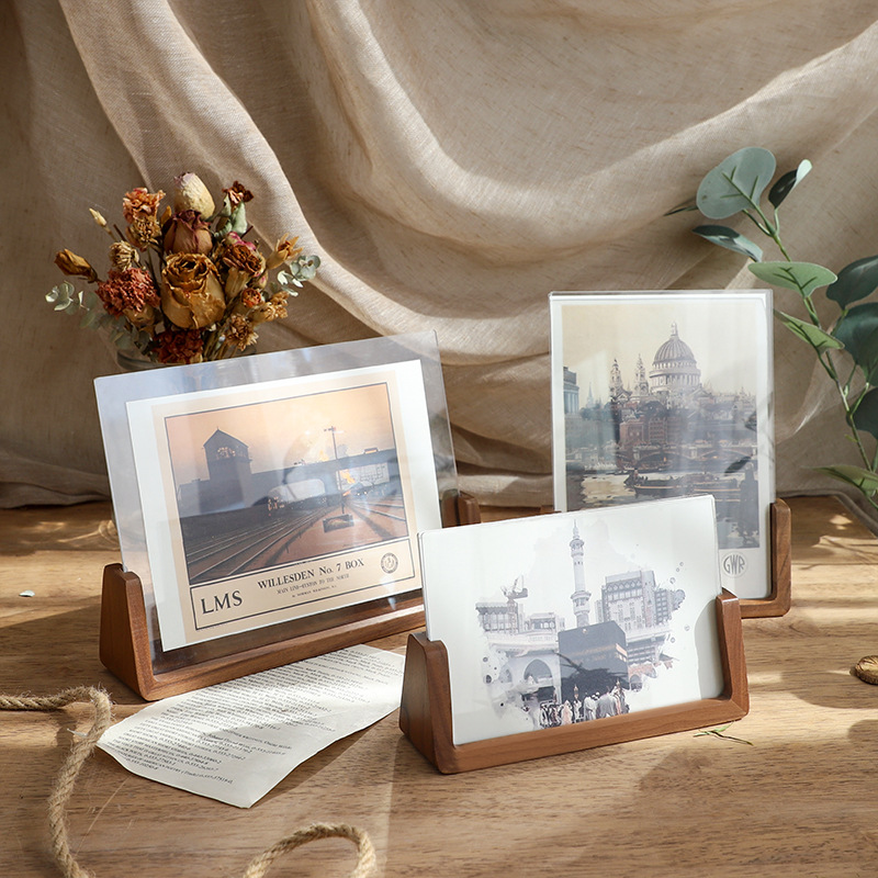 U-shaped wooden bottom frame acrylic photo frame