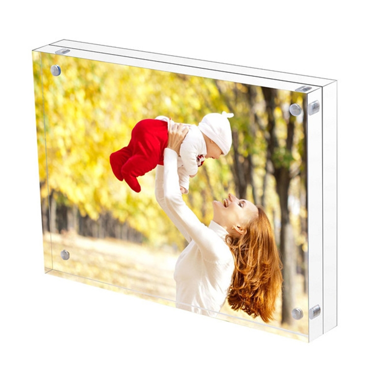 Double panel wall-mounted acrylic photo frame