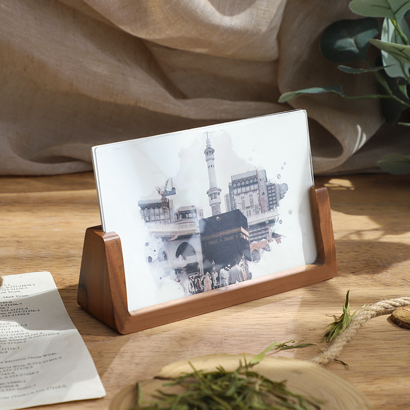 U-shaped wooden bottom frame acrylic photo frame