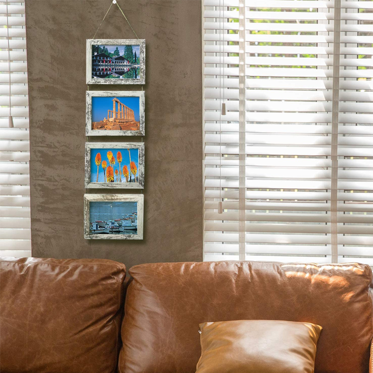 Distressed white wall-mounted collage frame