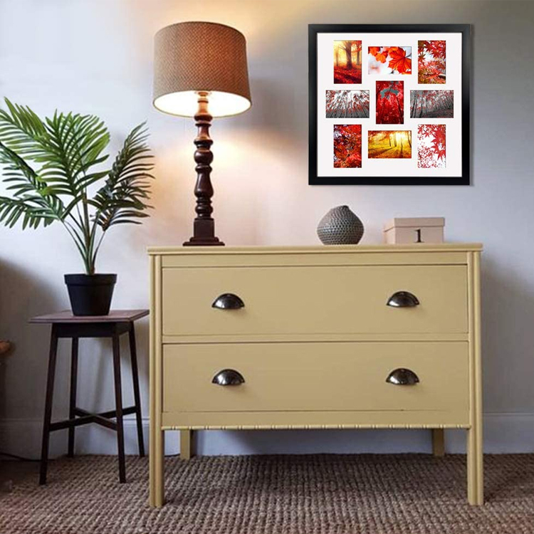 Black photo frame collage frame with 9 openings