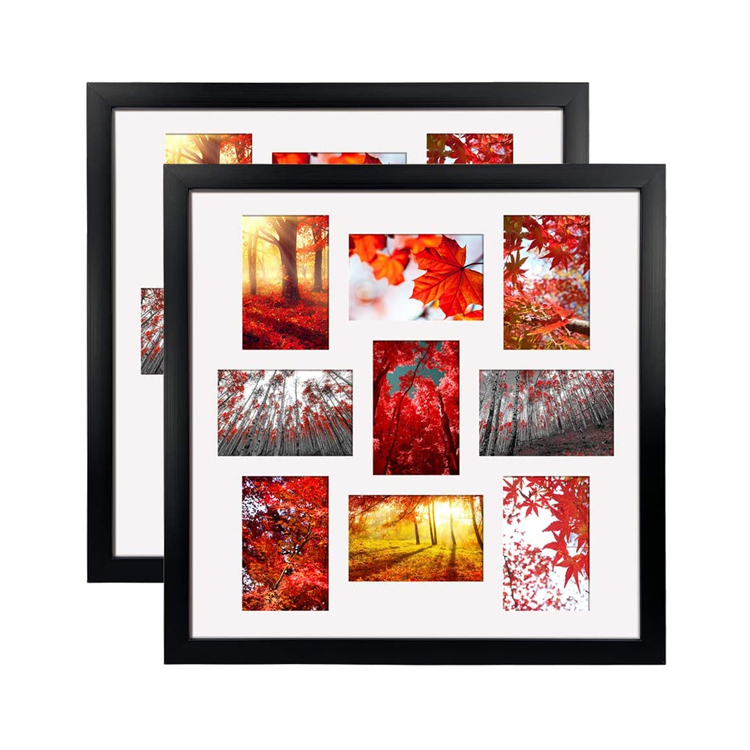 Black photo frame collage frame with 9 openings