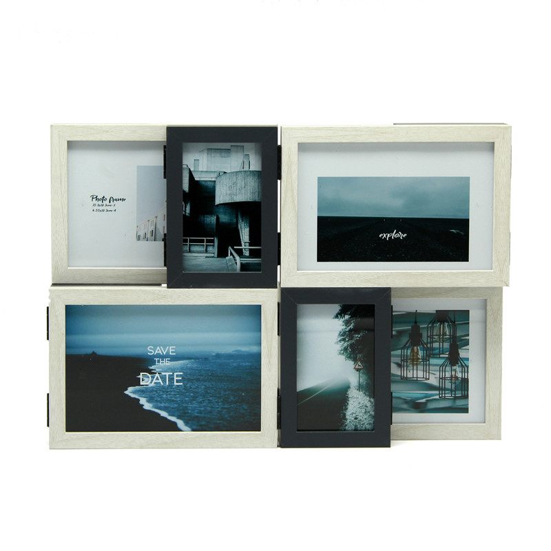 Folding decorative wooden collage photo frame