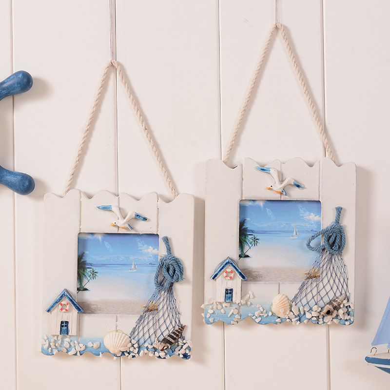 Mediterranean style hanging wooden picture frame